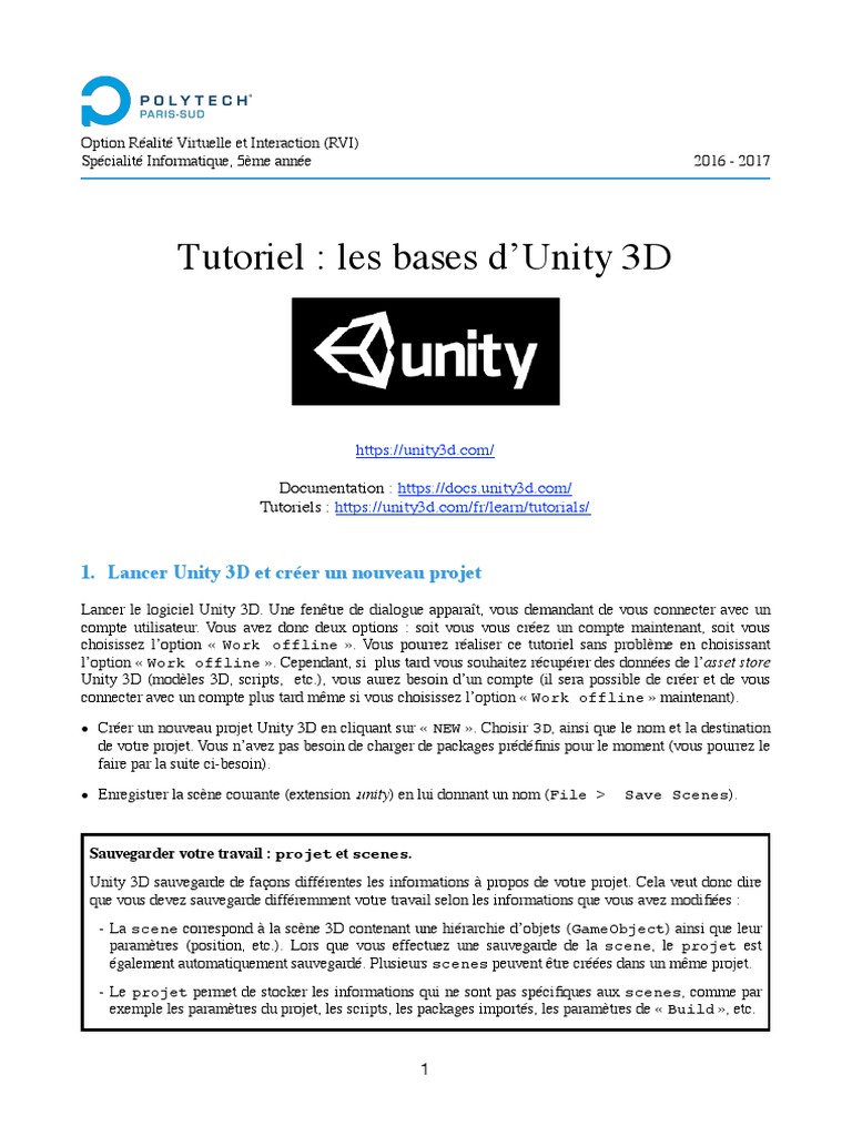 Unity Tutoriel | PDF | C# (Langage de programmation) | Unity (Moteur de jeu)