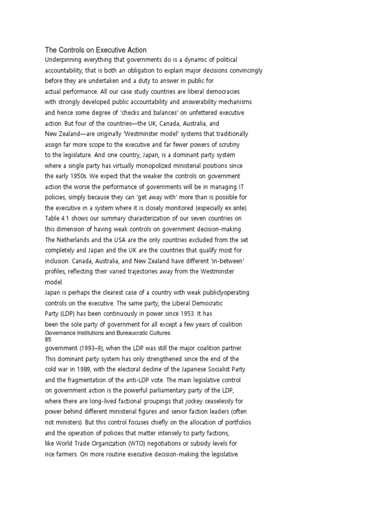 The Controls On Executive Action | PDF | Legislature | Public ...