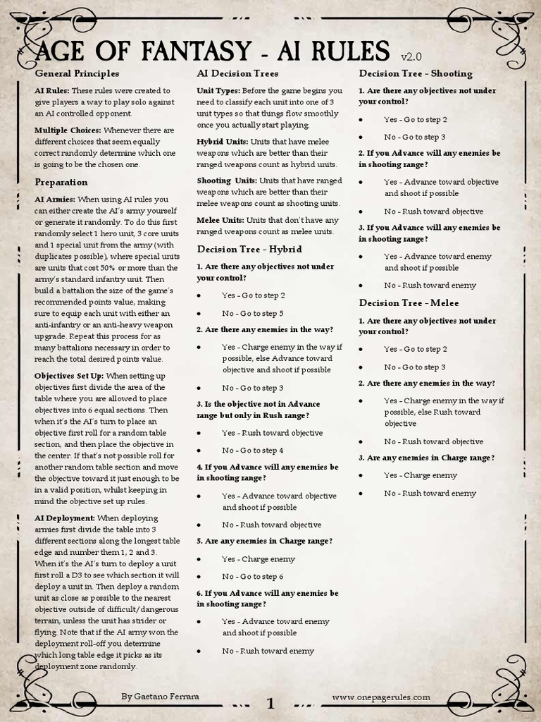AoF - AI Rules v2.0 | PDF | Artillery | Artificial Intelligence