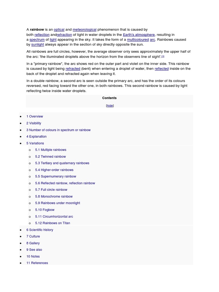 The Science of Rainbow Formation: Explaining the Optical Phenomenon ...