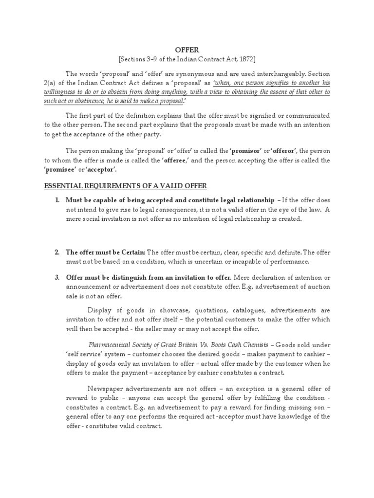 Offer | PDF | Offer And Acceptance | Civil Law (Legal System)