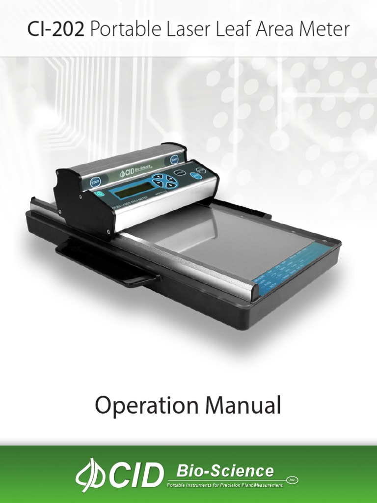 CI-202 Portable Laser Leaf Area Meter: Operation Manual | PDF | Image ...