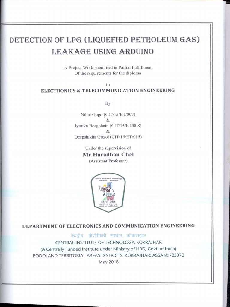 Detection of LPG Leakage Using Arduino | PDF | Electrical Engineering ...