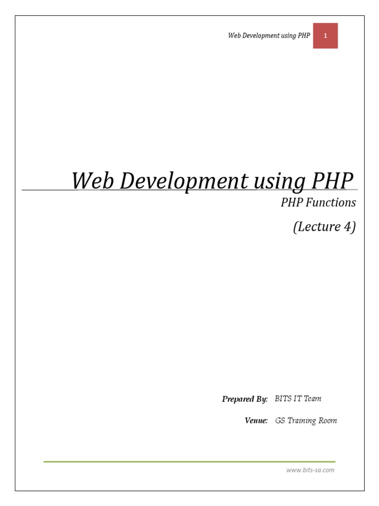 PHP Training - Lecture 4 | PDF | Php | Parameter (Computer Programming) PHP Training - Lecture 4 | PDF | Php | Parameter (Computer Programming)