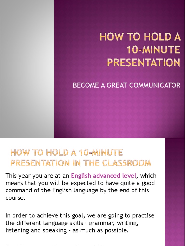 How To Hold A 10-Minute Presentation | PDF | Health Care | Foods