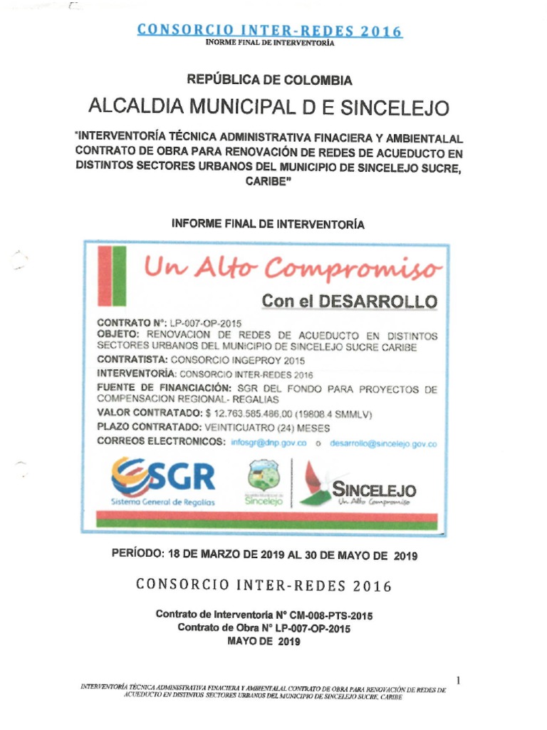 Informe Final de Interventoria | PDF