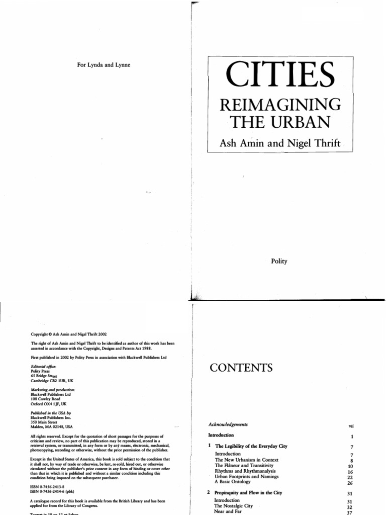 Ash Amin, Nigel Thrift-Cities - Reimaging The Urban - Reimagining The ...