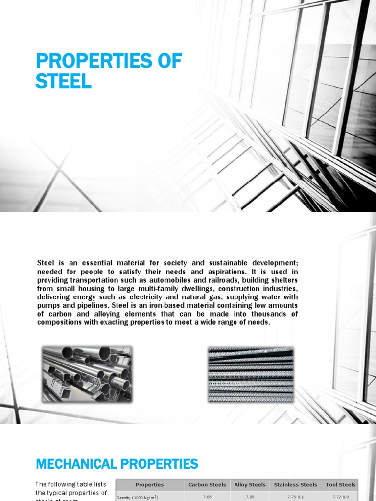 Properties of Steel | PDF | Deformation (Engineering) | Strength Of ...