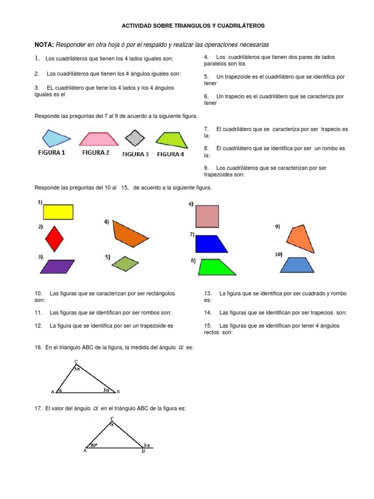 Taller Sobre Triángulos y Cuadriláteros | PDF