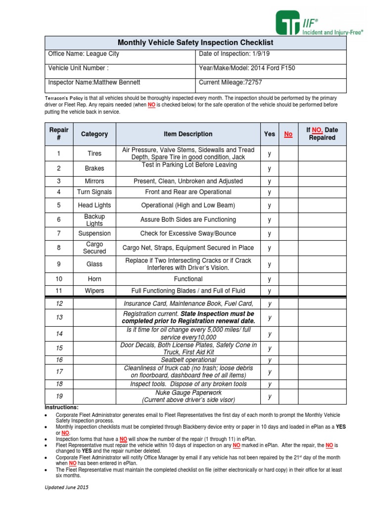 Monthly Vehicle Safety Inspection Guide | PDF | Tire | Vehicles