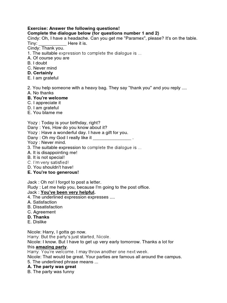 10 Soal Thanking and Gratitude | PDF