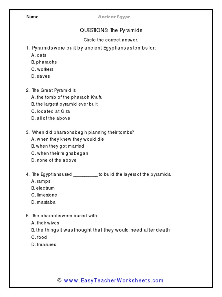 Pyramids Quiz for Ancient Egypt | PDF