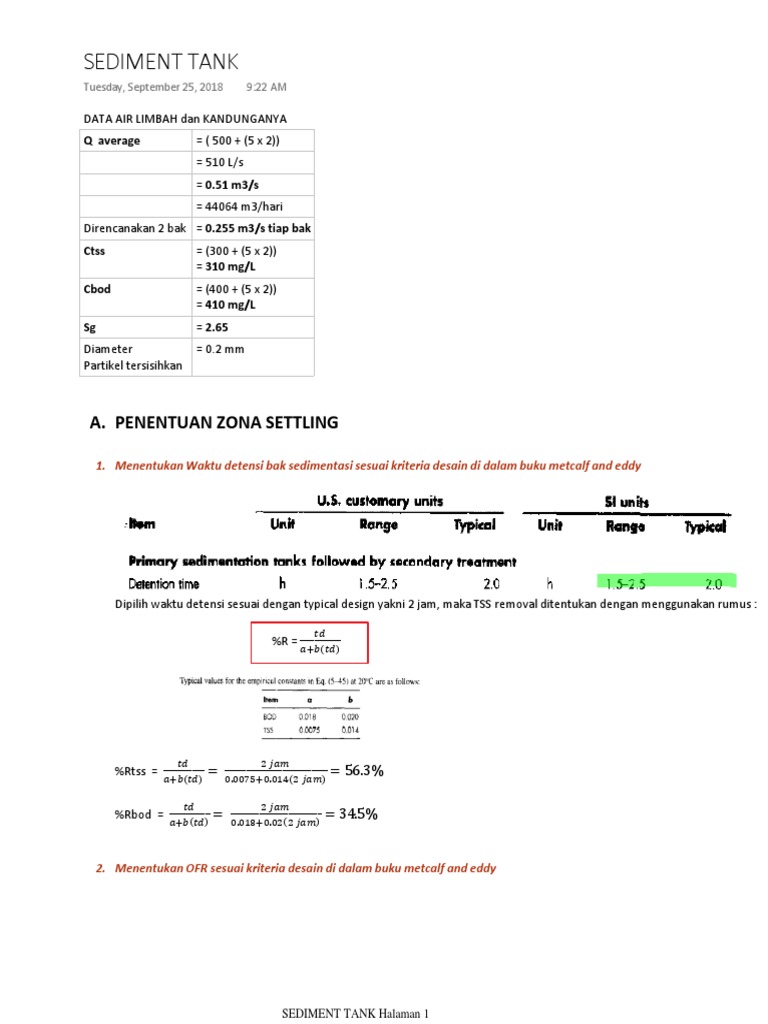 Sediment Tank Baru | PDF | Sains & Matematika