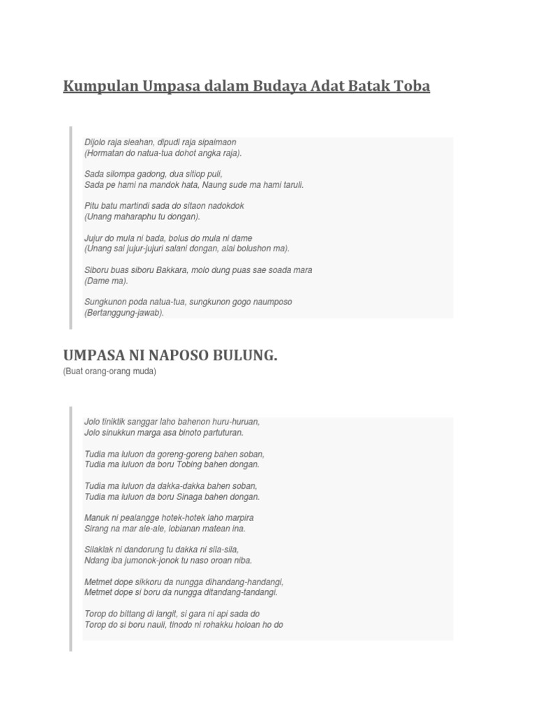 Umpasa Batak | PDF