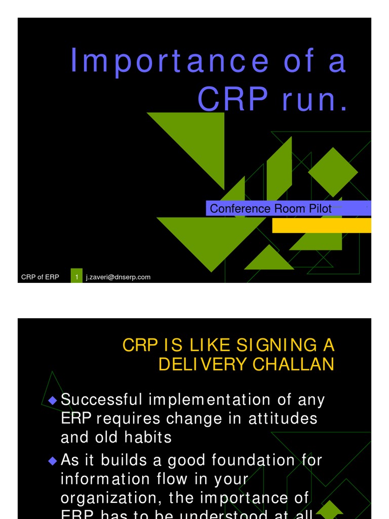 Conference Room Pilot. CRP Run. ERP Implementation | PDF | Total Cost ...