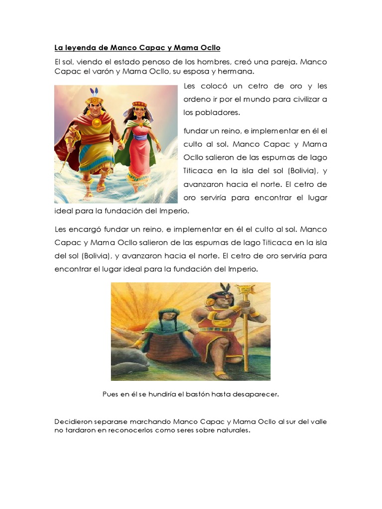 Leyenda de Manco Capac y Mama Ocllo | PDF | Imperio Inca | Perú