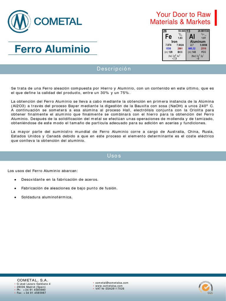 Usos y obtención del Ferro Aluminio | PDF | Aluminio | Sustancias químicas
