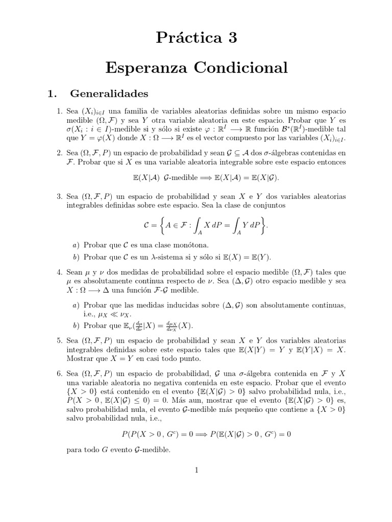 Práctica 3: Esperanza Condicional y Propiedades | PDF | Variable ...