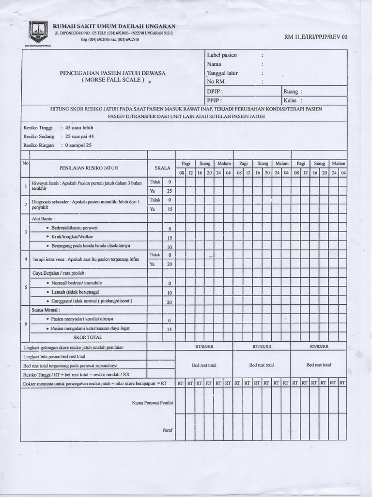 Asesmen Risiko Jatuh Morse Scale | PDF