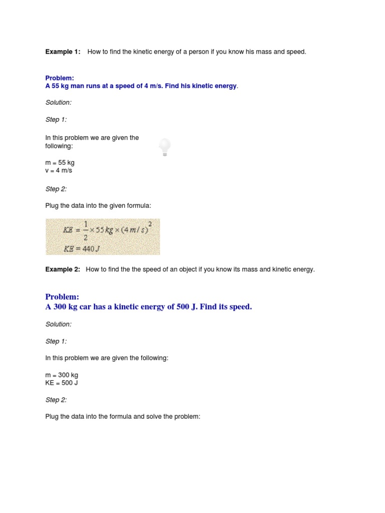 Kinetic Energy Problems