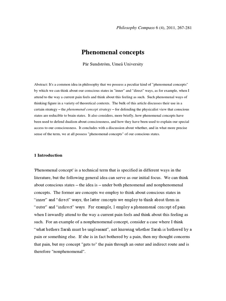 Phenomenal Concepts | PDF | Concept | Consciousness