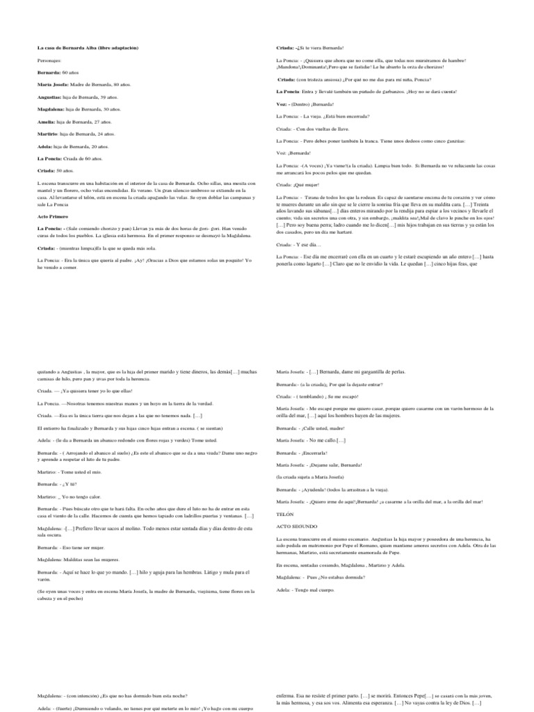 La Casa de Bernarda Alba - Adaptación | PDF