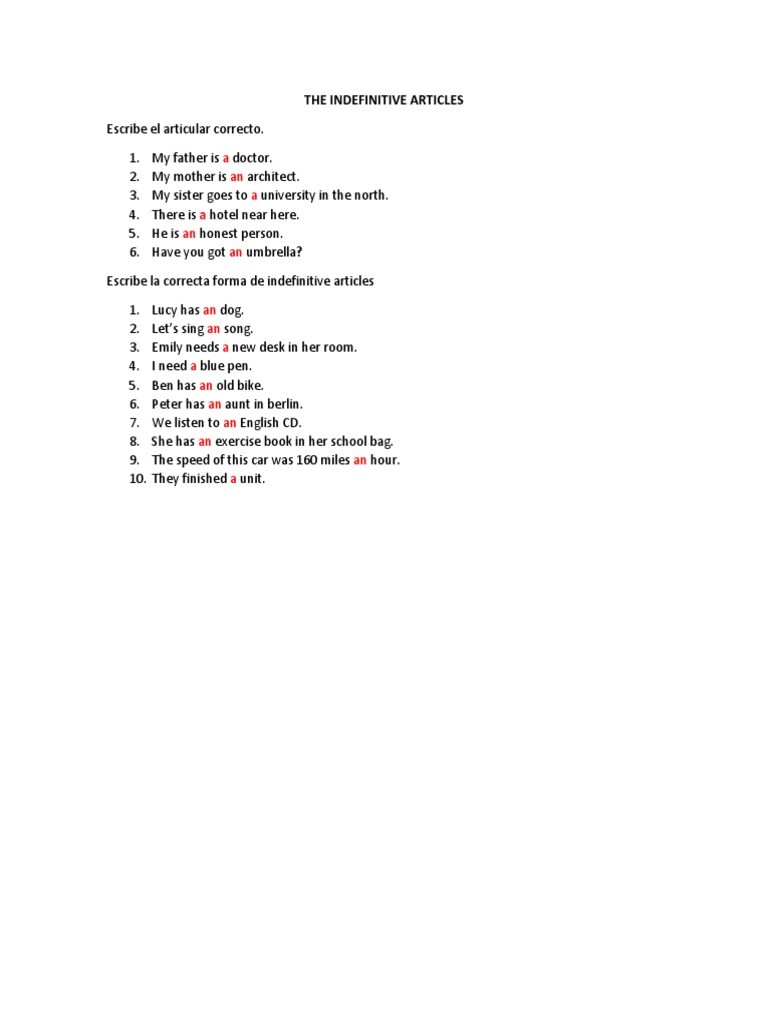 The Indefinitive Articles | PDF