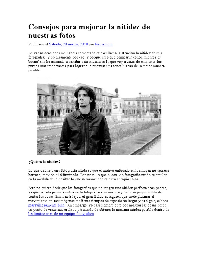 Mejora la nitidez en tus fotos | PDF | Lente de la cámara | Equipo de ...