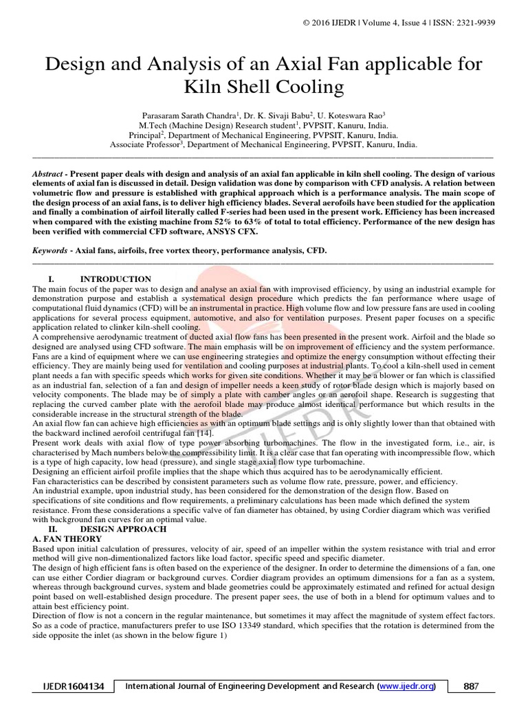 Design and Analysis of An Axial Fan Applicable For Kiln Shell Cooling ...