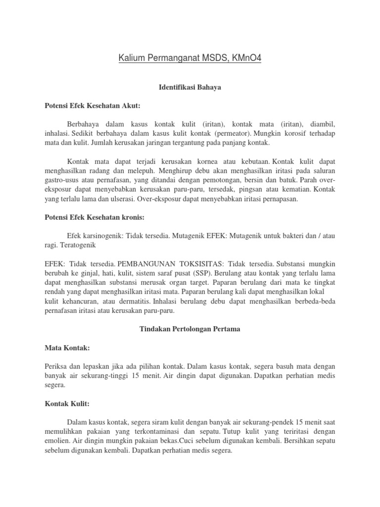 MSDS Kalium Permanganat dan Sikloheksana | PDF