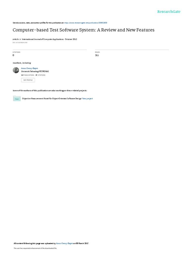 Computer-Based Test Software System A Review and N | PDF | Test ...