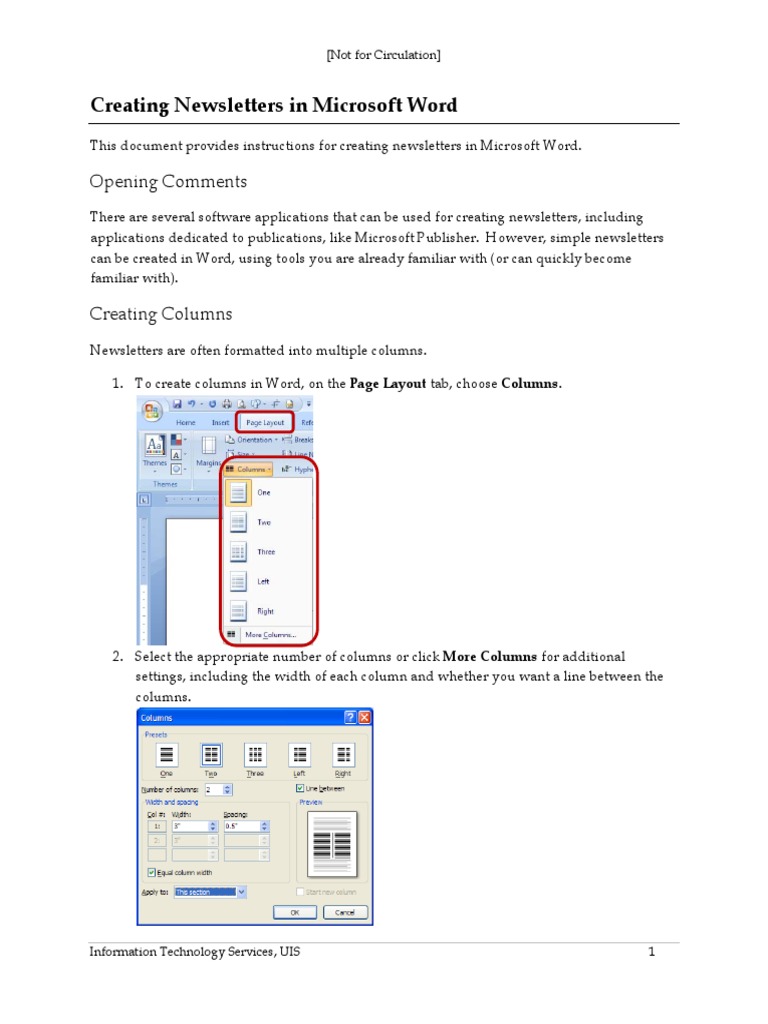 Creating Newsletters in Microsoft Word: Opening Comments | PDF ...
