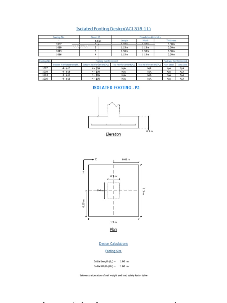 Isolated Footing Design ACI 318-11 | PDF | Economic Sectors | Engineering