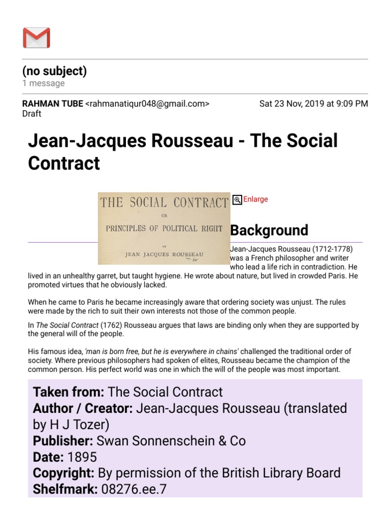 Jean-Jacques Rousseau - The Social Contract | PDF