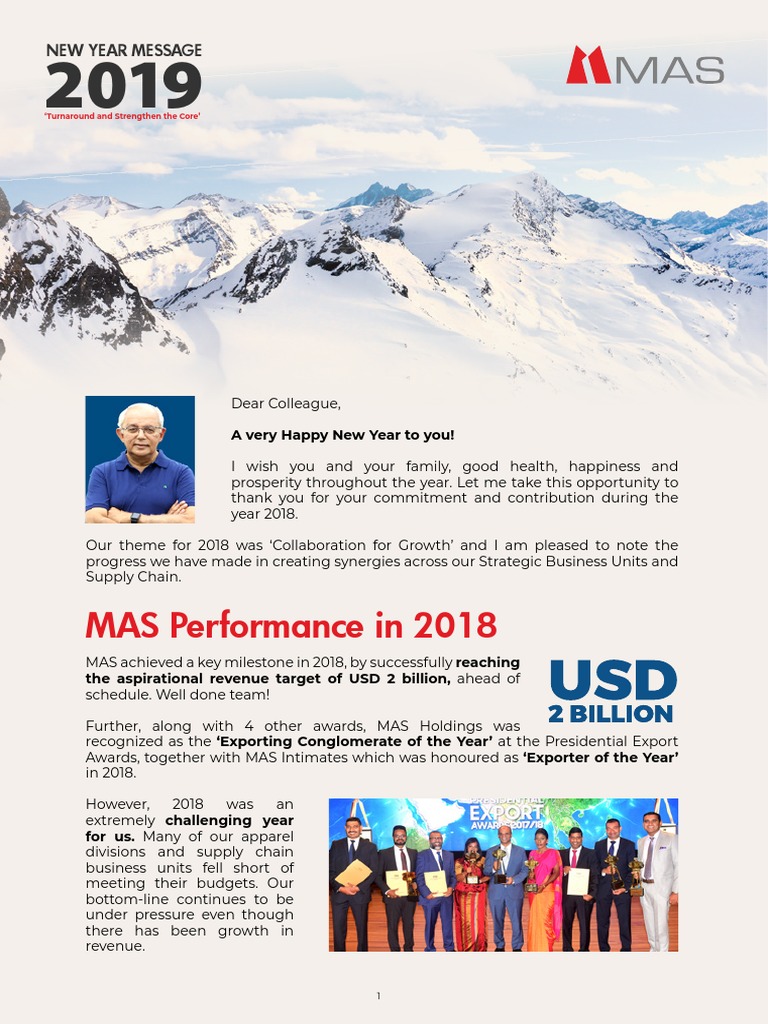 MAS Performance in 2018: New Year Message | PDF | Business | Economies