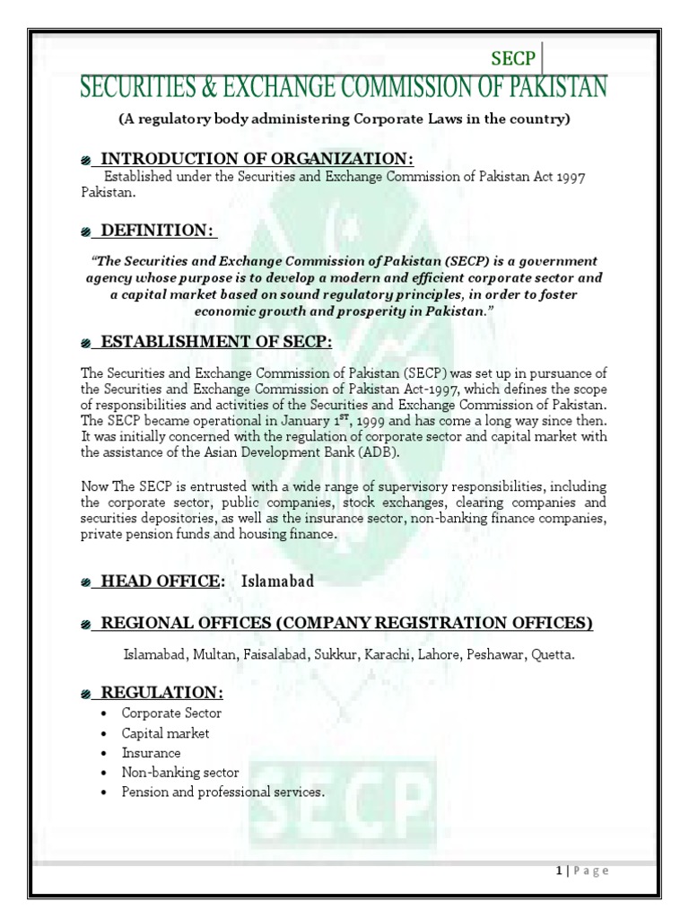 Secp Report | Government Information | Government