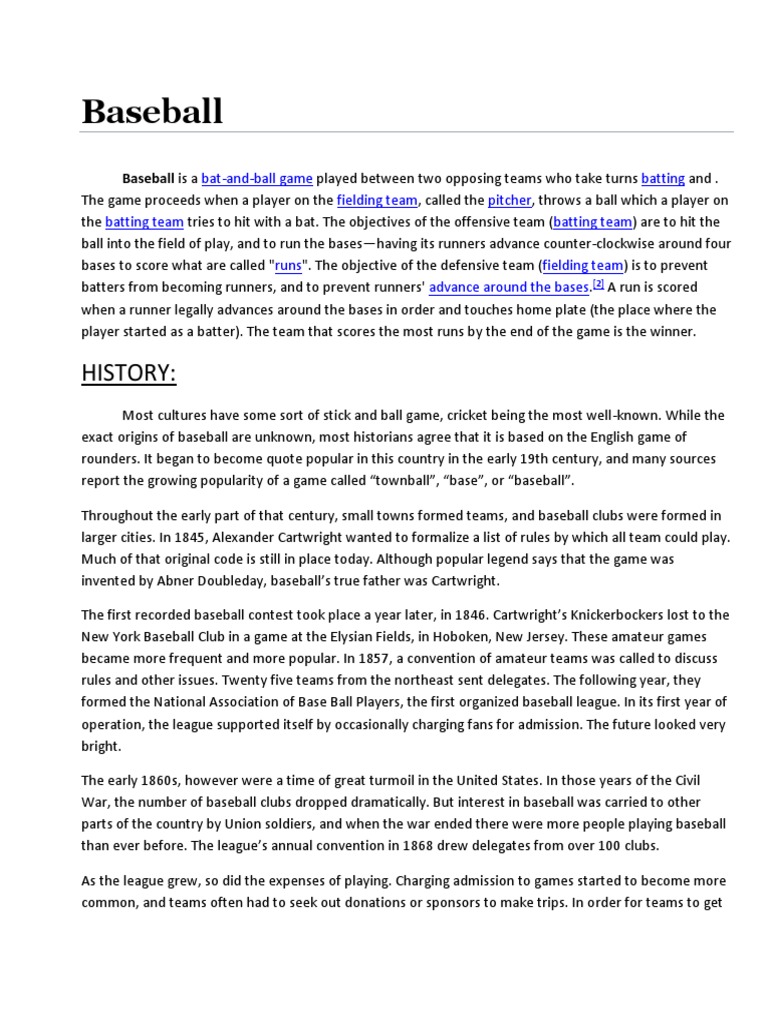 Baseball | PDF | Baseball Field | Batting (Baseball)