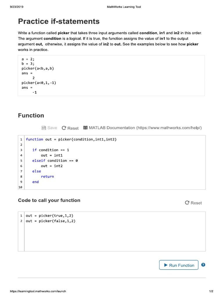 Matlab Ifstatement | PDF