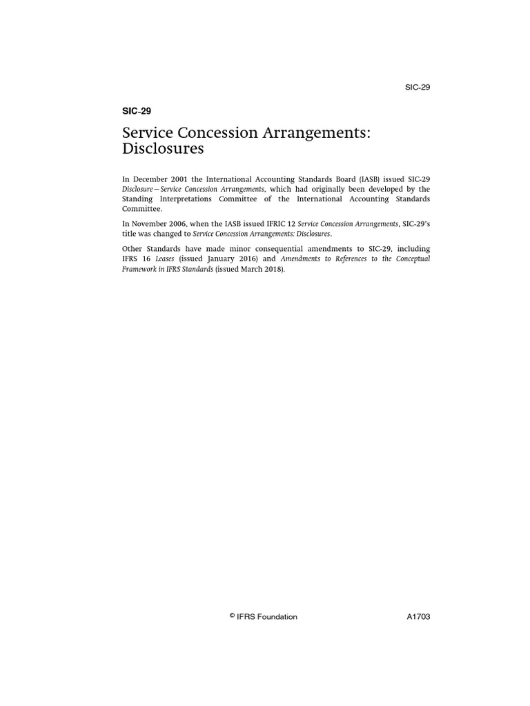Service Concession Arrangements: Disclosures | PDF | International ...