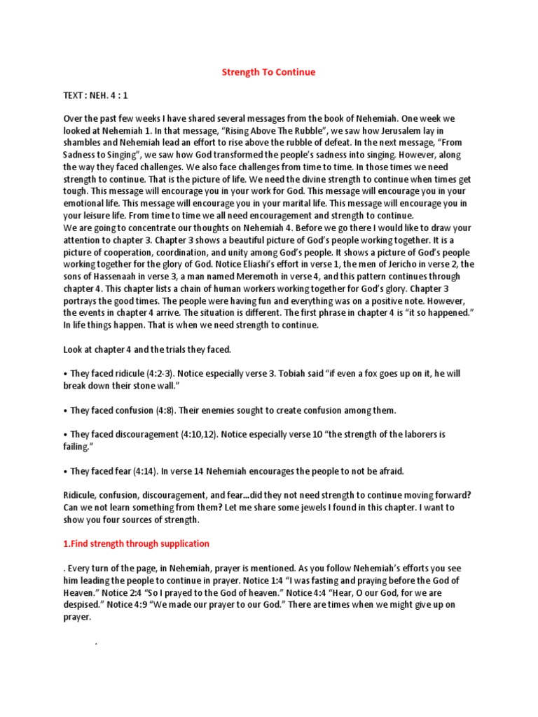 Strength To Continue: 1.find Strength Through Supplication | PDF ...