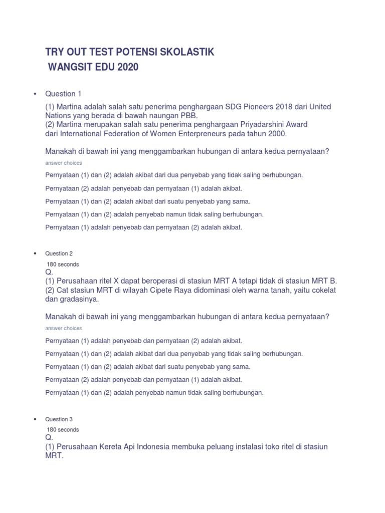 Tes Potensi Skolastik 2020 | PDF | Metode & Bahan Ajar