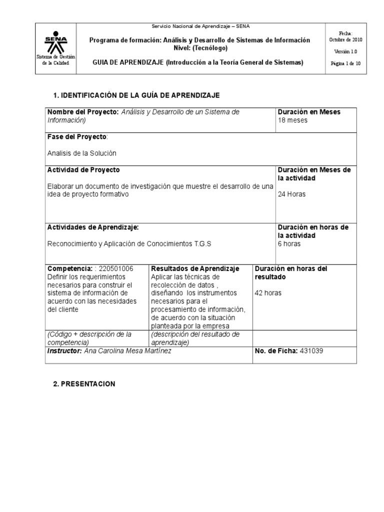 Guia Aprendizaje Introduccion A TGS | PDF | Realimentación | Sistema