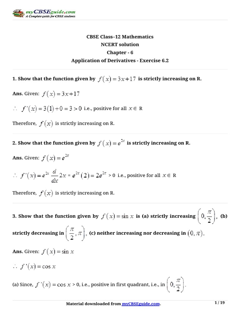 I.e., Positive For All R Therefore, Is Strictly Increasing On R | PDF ...