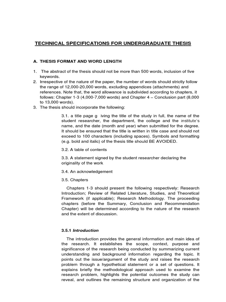 Technical Specification For Undergraduate Thesis Ed | PDF | Thesis ...