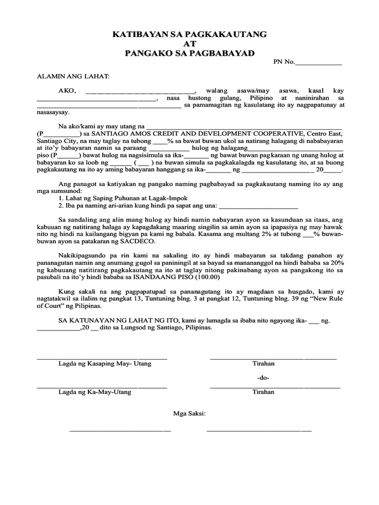 Katibayan Sa Pagpapautang | PDF