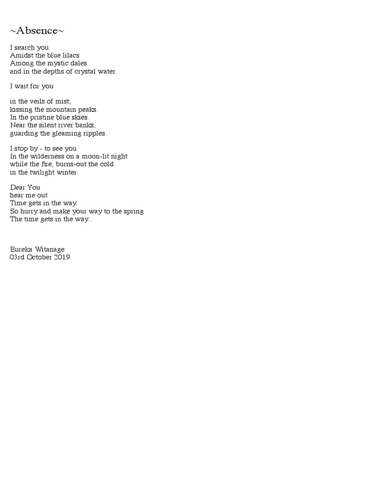 Absence | PDF | Religion & Spirituality | Poetry