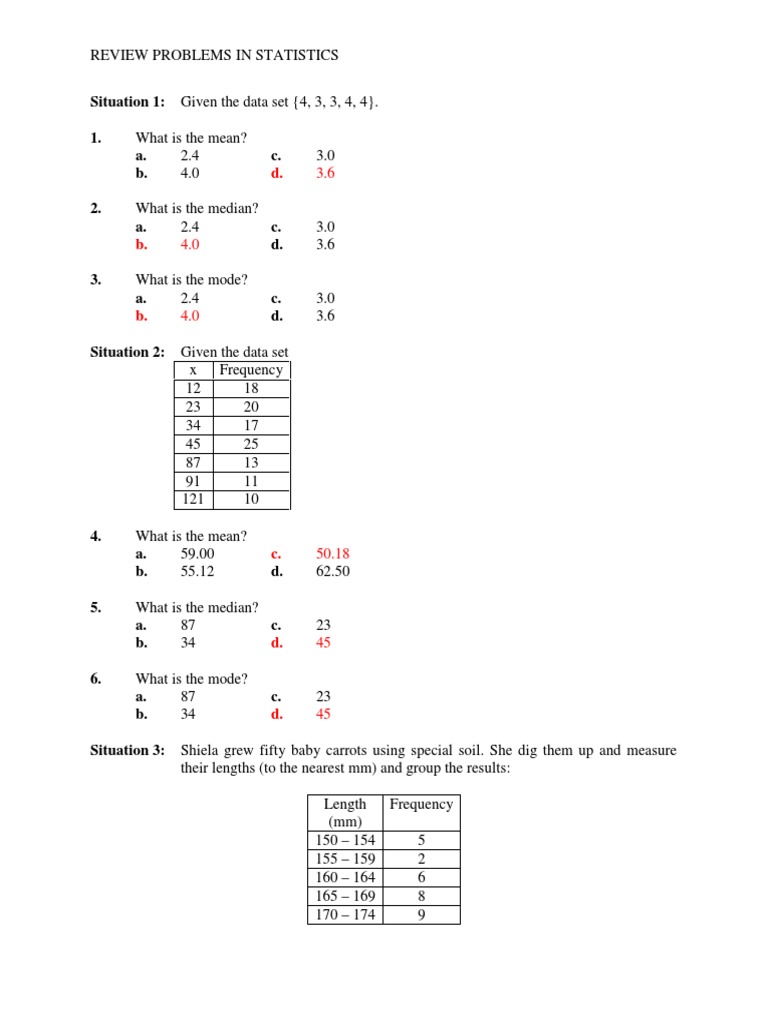 Review Problems in Statistics | PDF | Correlation And Dependence ...
