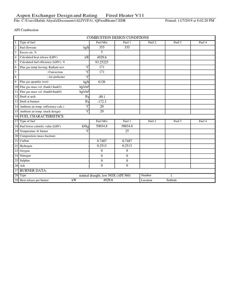 Aspen Exchanger Design and Rating Fired Heater V11 | PDF