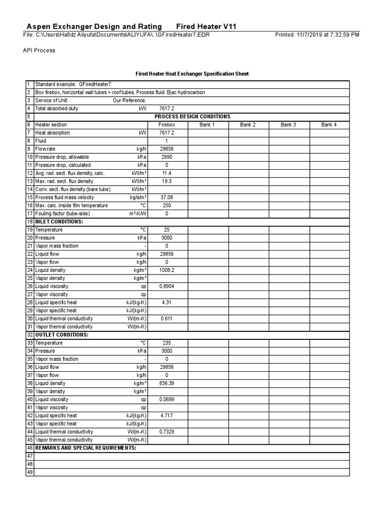 Aspen Exchanger Design and Rating Fired Heater V11 | PDF | Liquids | Density