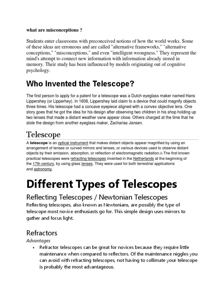 What Are Misconceptions | PDF | Telescope | Constellation